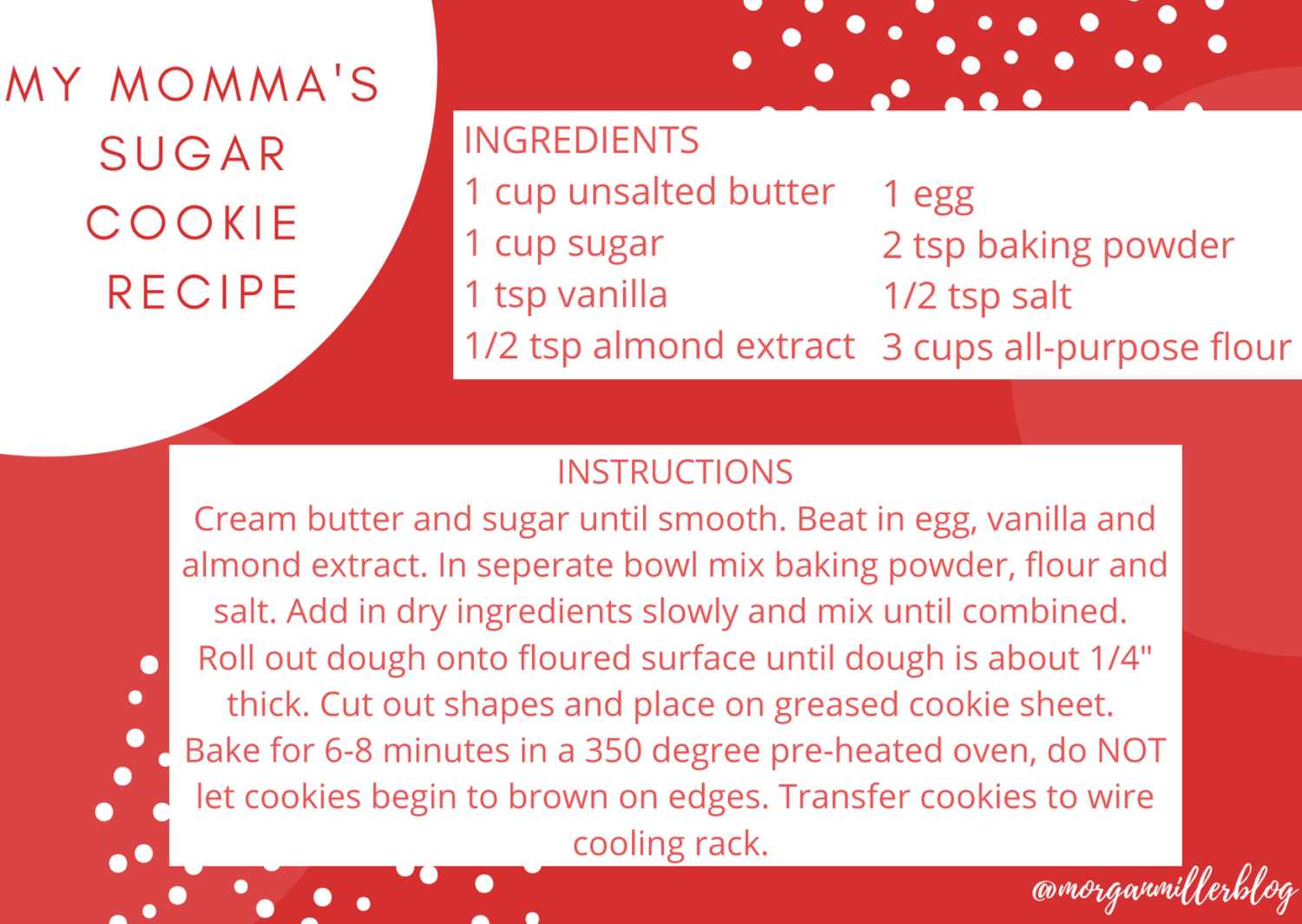 momma’s sugar cookie recipe – Morgan Miller
